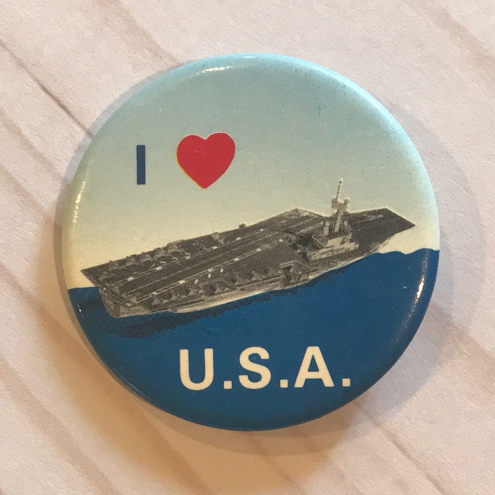 Vintage Battleship Button Pin - Gem